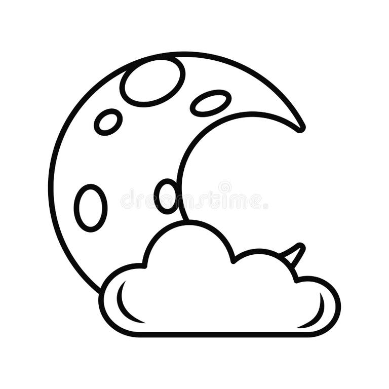 Isolated Scary Moon with a Cloud Vector Stock Vector - Illustration of ...