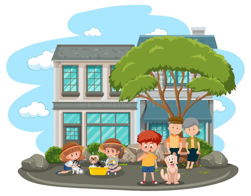 Isolated Scene with People Cartoon Character Stock Vector ...