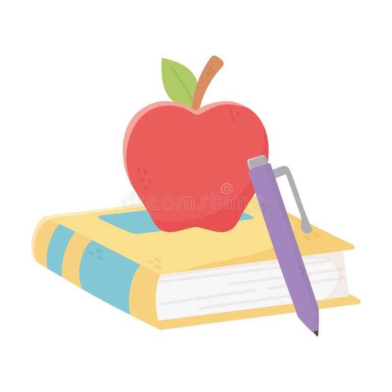 Isolated School Book Apple and Pen Vector Design Stock Vector ...