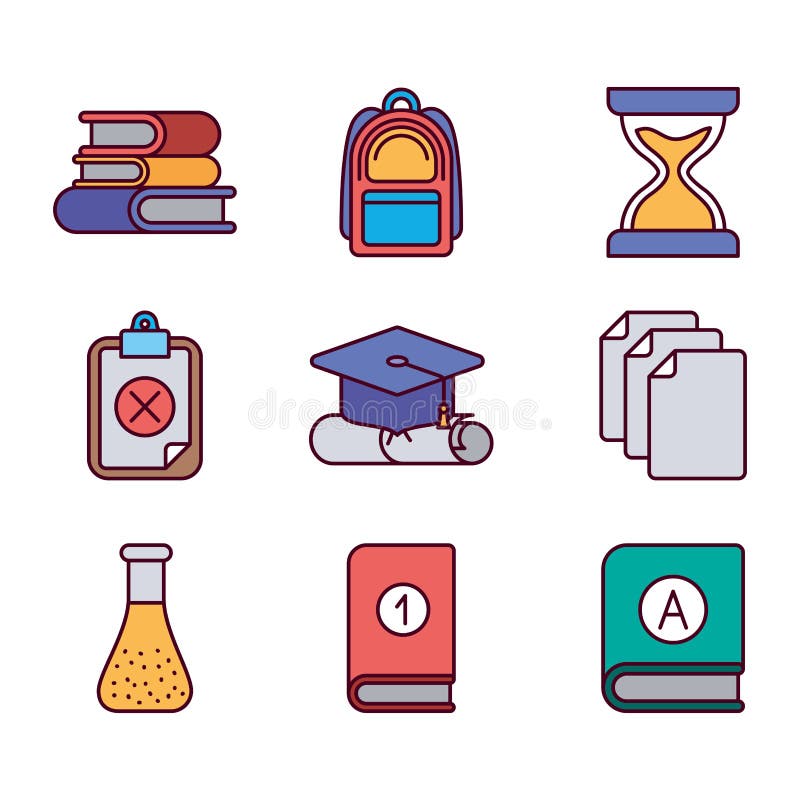 Isolated School Icon Set Vector Design Stock Vector - Illustration of ...