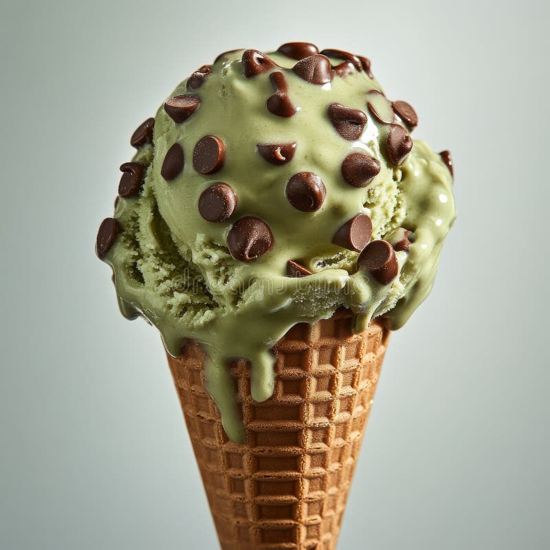 Isolated Scoop Mint Chocolate Chip Ice Cream Transparent Backdrop Stock ...