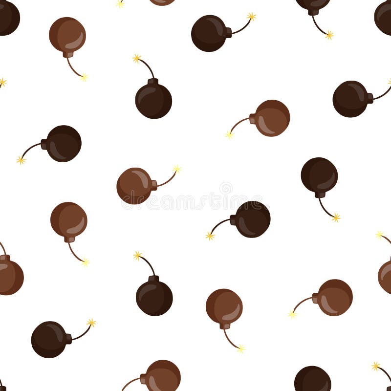 Isolated Seamless Pattern with Brown Bomb Shapes. White Background ...