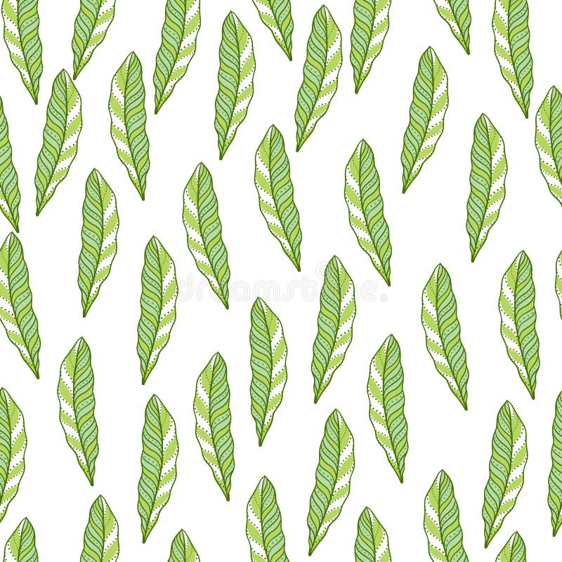 Isolated Seamless Pattern with Little Green Random Abstract Leaf ...