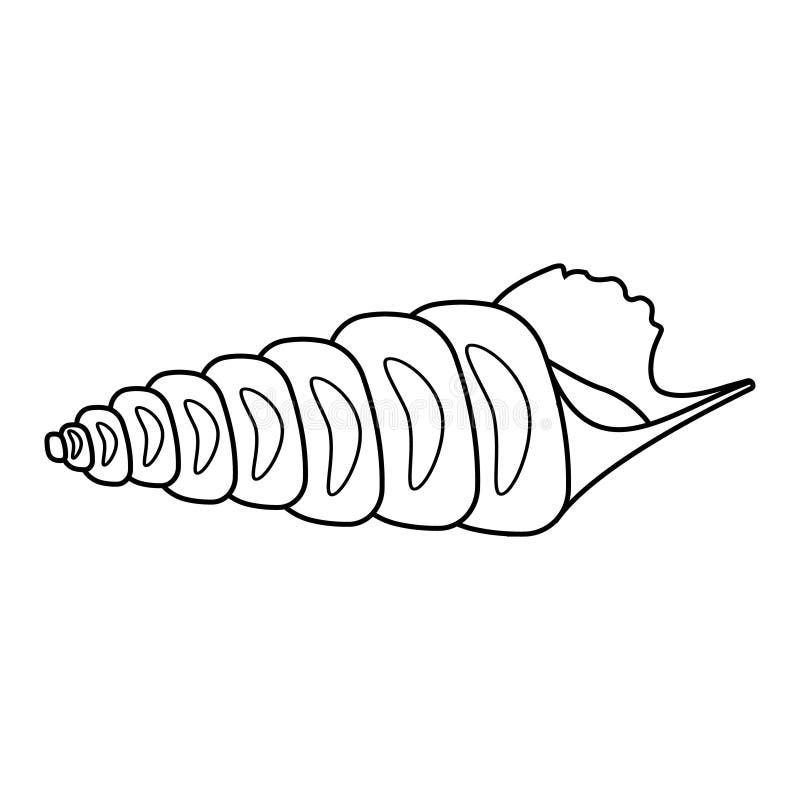 Isolated Seashell. Vector Illustration of a Black Contour Line, in the ...