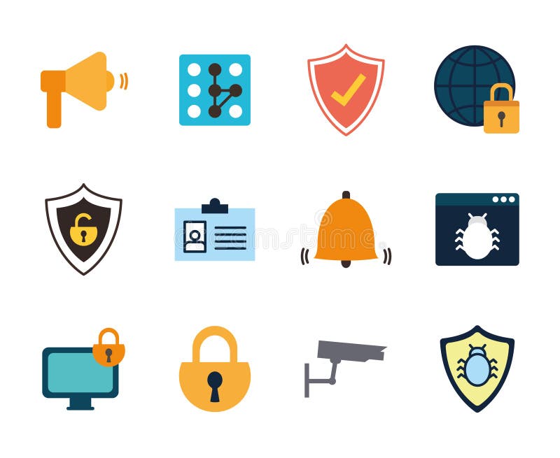 Isolated Security Flat Style Icon Set Vector Design Stock Vector ...