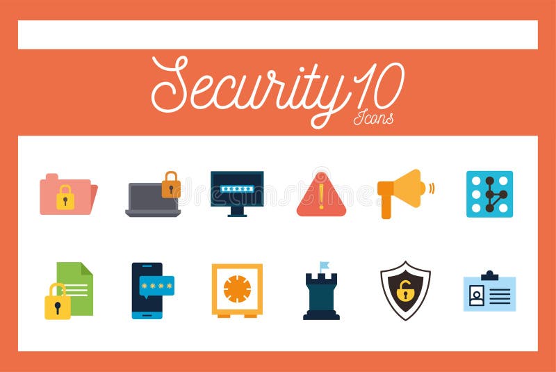 Isolated 10 Security Flat Style Icon Set Vector Design Stock Vector ...