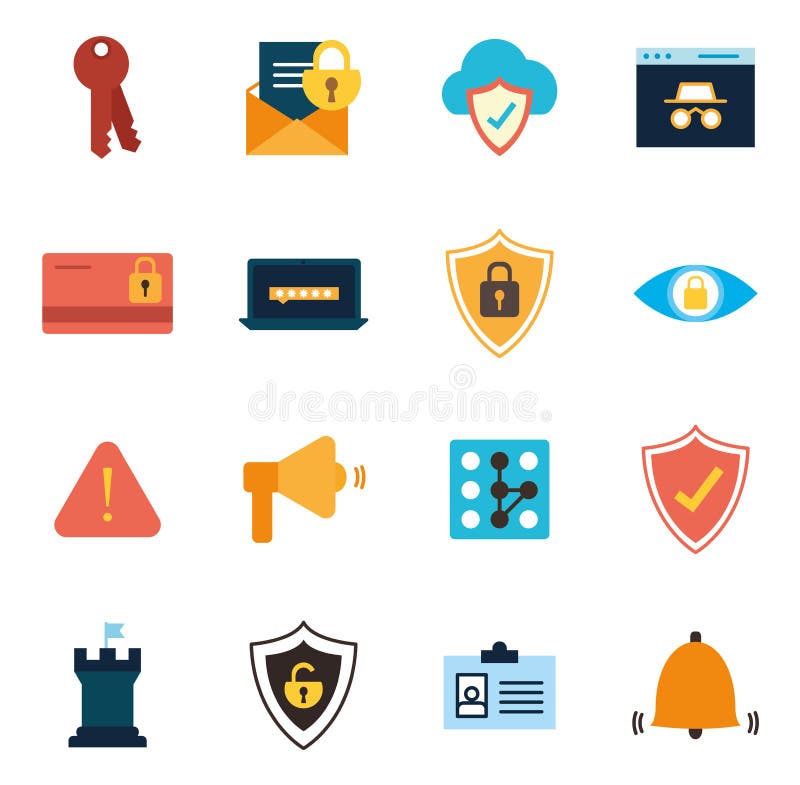 Isolated Security Flat Style Icon Set Vector Design Stock Vector ...