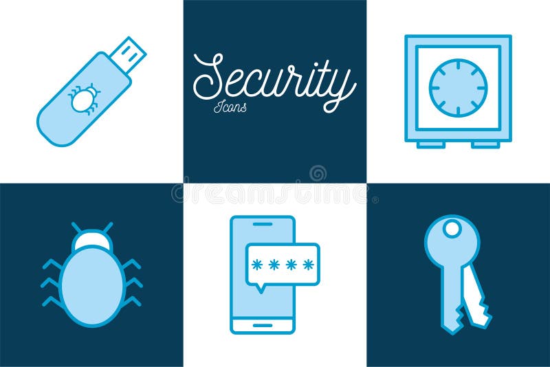 Isolated Security Line and Fill Style Icon Set Vector Design Stock ...