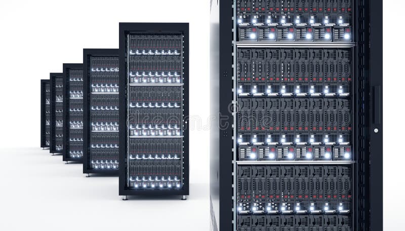 Isolated Servers In Datacenter Cloud Computing Data Storage 3d Stock