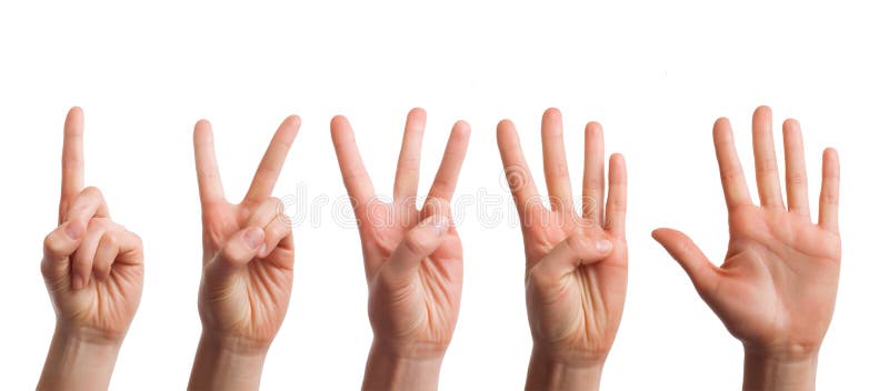 Isolated Set of Counting Hands on a White Background Stock Photo ...