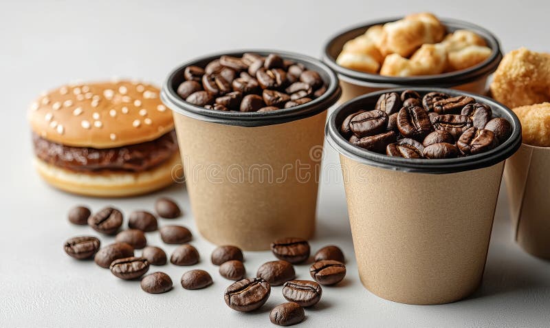 Isolated Set of Fast Food and Drink Containers on a White Backdrop ...