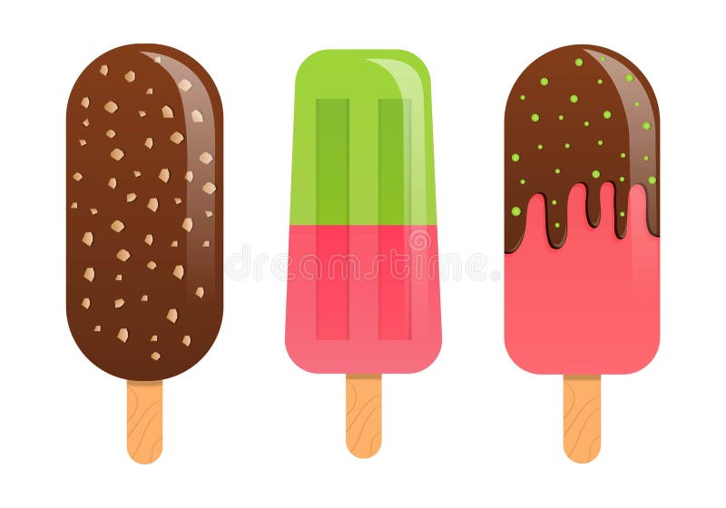 Isolated Set of Ice Creams on a Stick. Vector Illustration. Stock ...