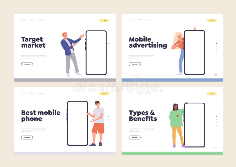 Isolated Set of Landing Page Design Template with People Presenting ...