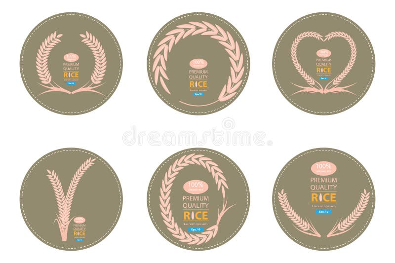 Isolated Set of Rice Plant Symbol on White Backround. Vector Design ...