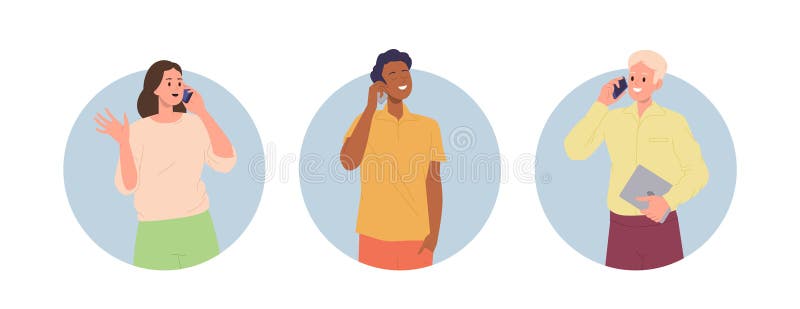 Isolated Set of Round Avatar Composition with Diverse People Characters ...