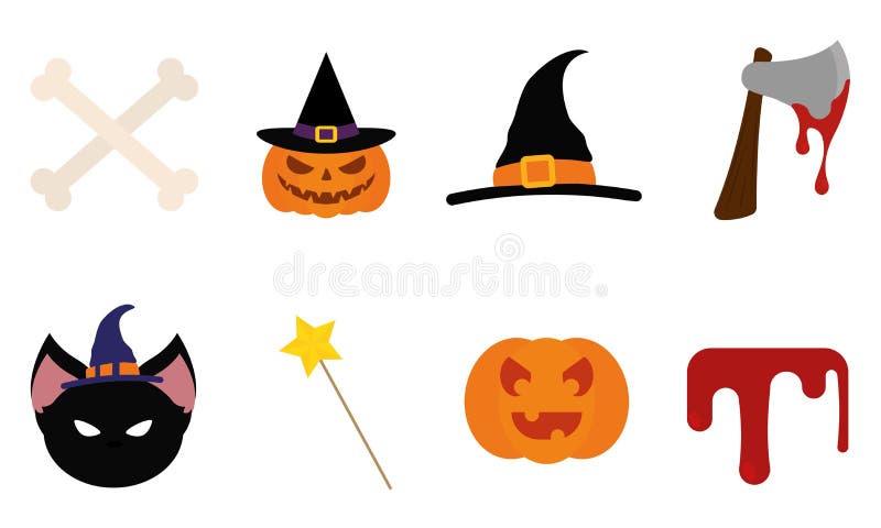 Isolated set scary objects stock vector. Illustration of celebration ...