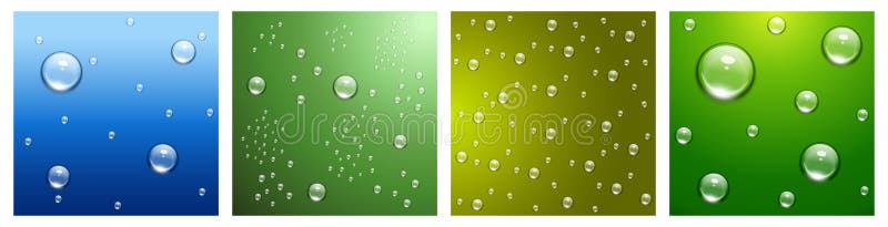 Isolated Set Transparent Clean Water Drop on Different Colorful ...
