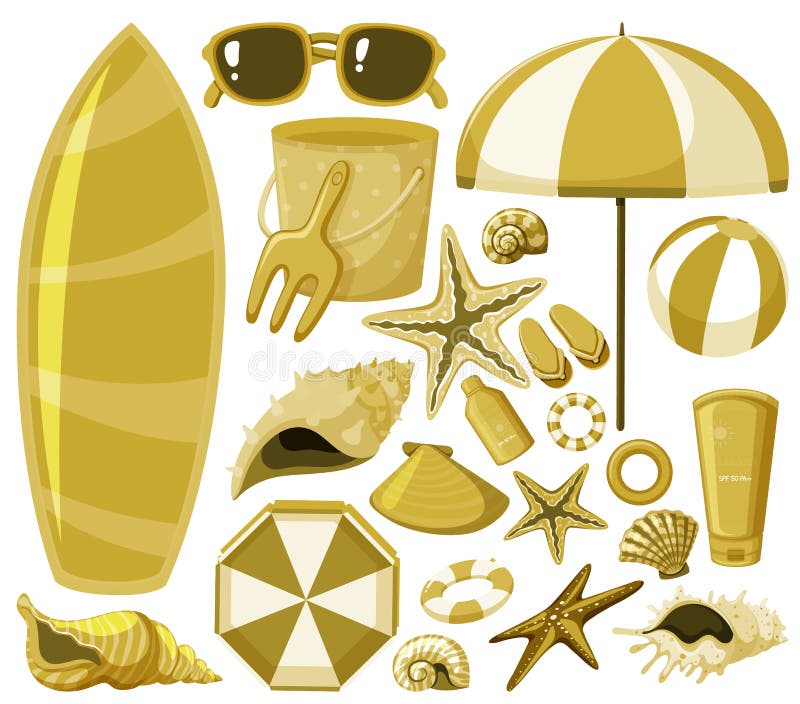 Isolated Set of Yellow Objects Stock Vector - Illustration of seastar ...