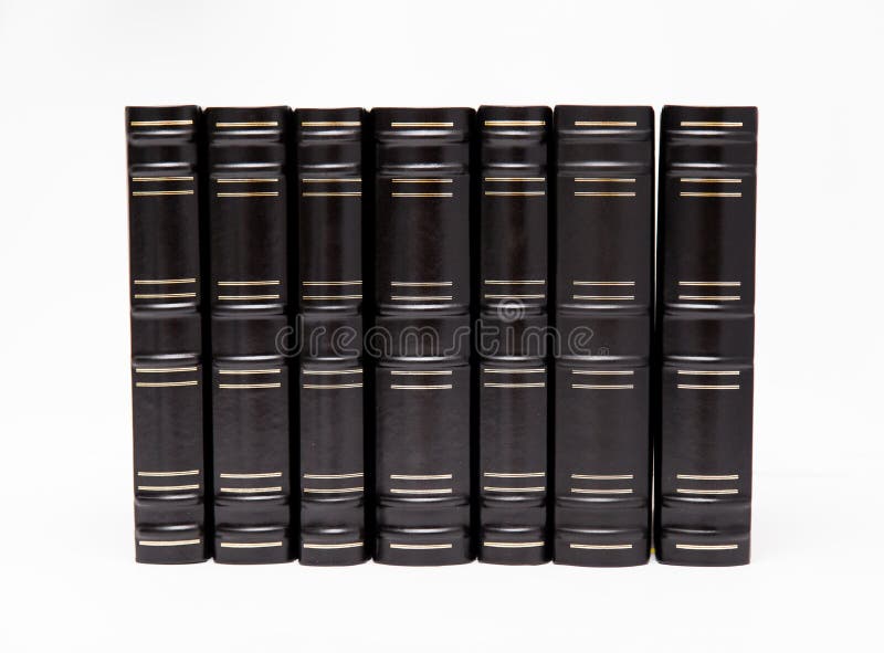 Isolated Seven Volumes Black Books. Stock Photo - Image of novel ...