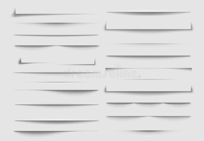Isolated Shadow Dividers. Shadows Discarded by Paper Sheet. Vector ...