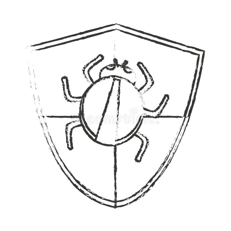 Isolated Shield and Bug Design Stock Vector - Illustration of secure ...
