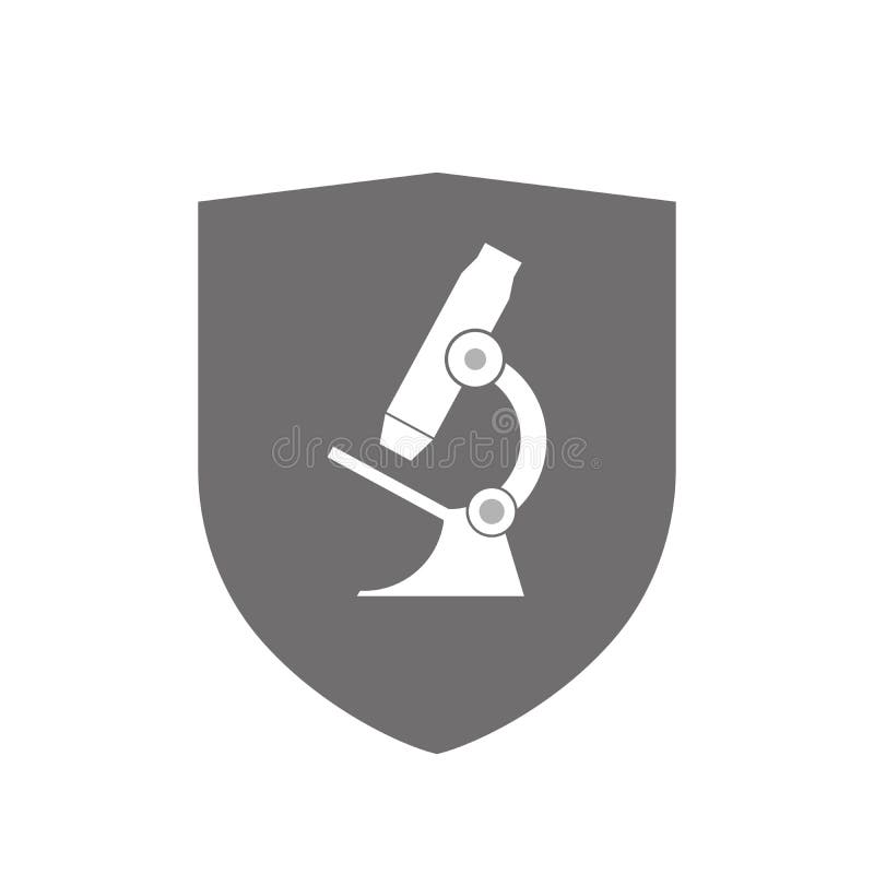 Isolated Shield with a Microscope Icon Stock Illustration ...