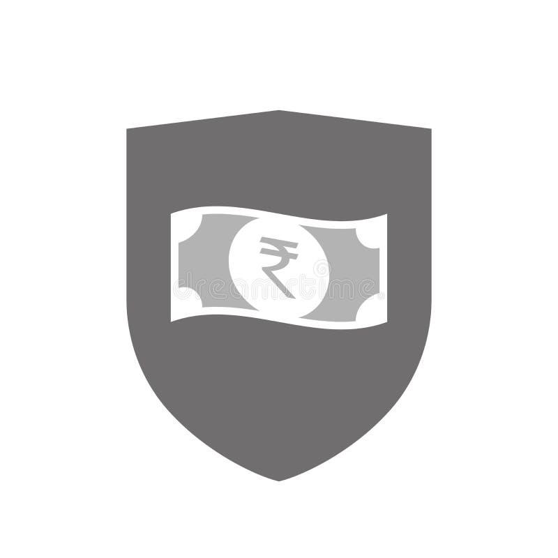 Isolated Shield with a Rupee Bank Note Icon Stock Illustration ...