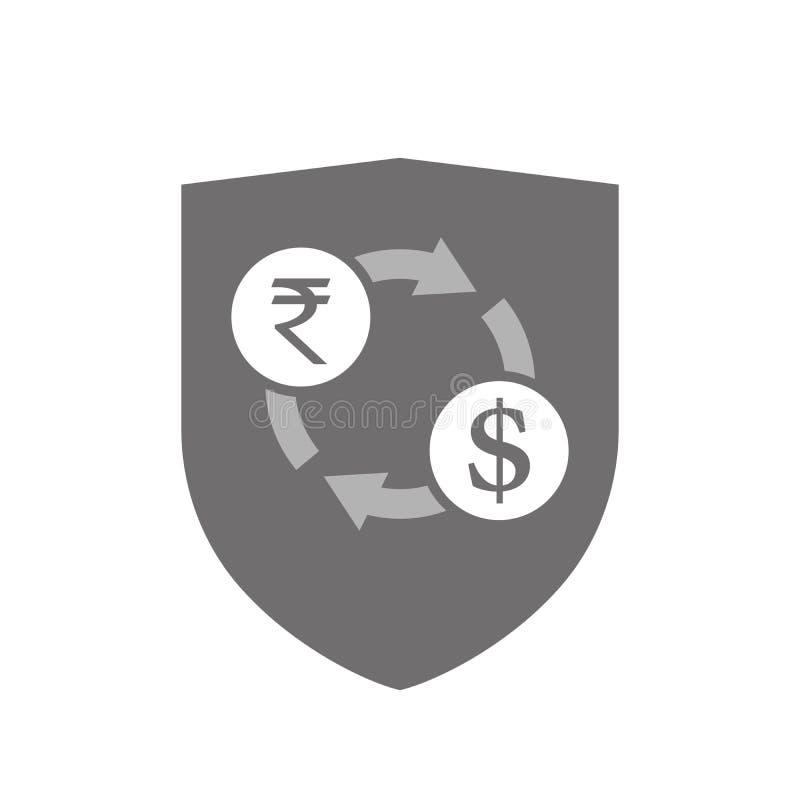 Isolated Shield with a Rupee and Dollar Exchange Sign Stock ...