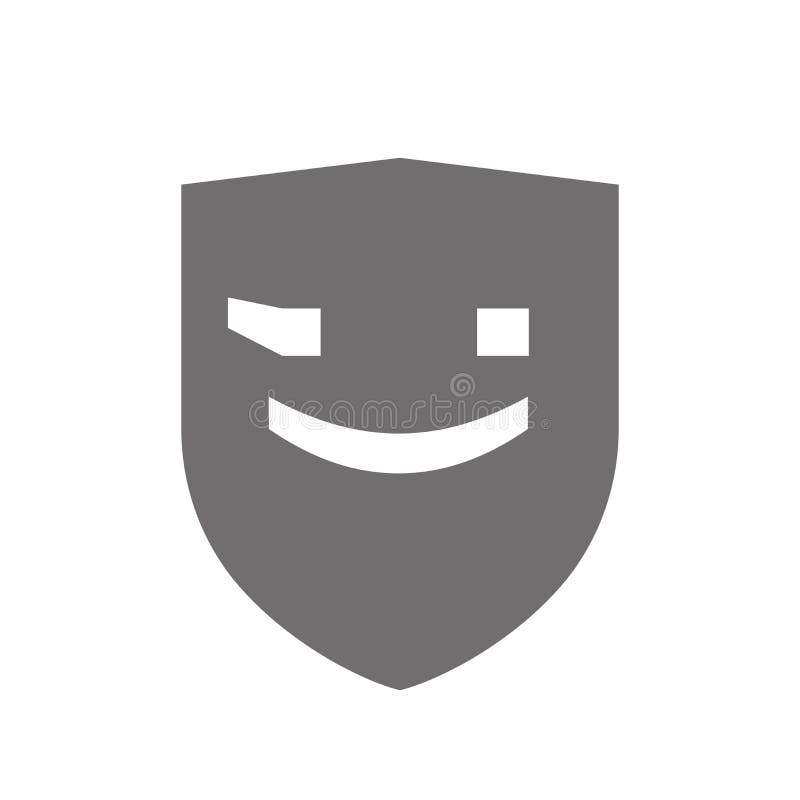 Isolated Shield with a Wink Text Face Emoticon Stock Illustration ...