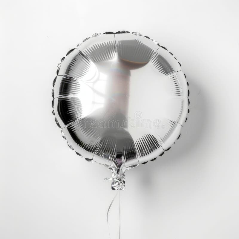 An Isolated Shiny Silver Round Balloon Captures the Light with Its ...