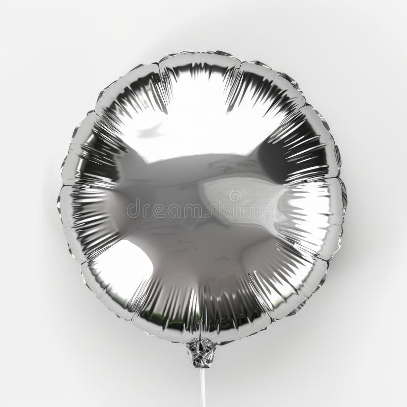 An Isolated Shiny Silver Round Balloon Captures the Light with Its ...