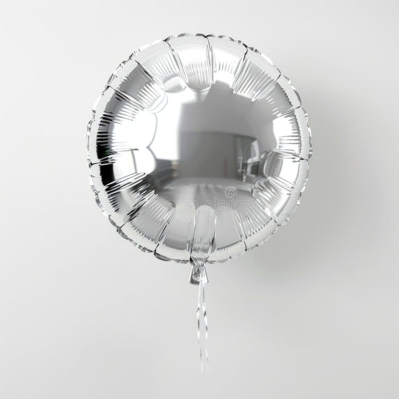 An Isolated Shiny Silver Round Balloon Captures the Light with Its ...