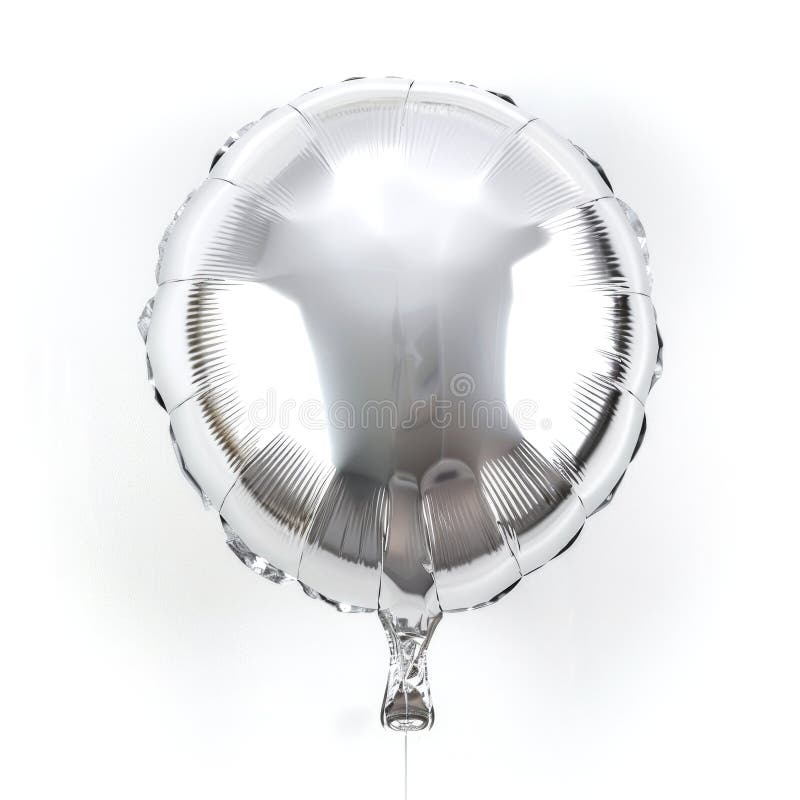 An Isolated Shiny Silver Round Balloon Captures the Light with Its ...