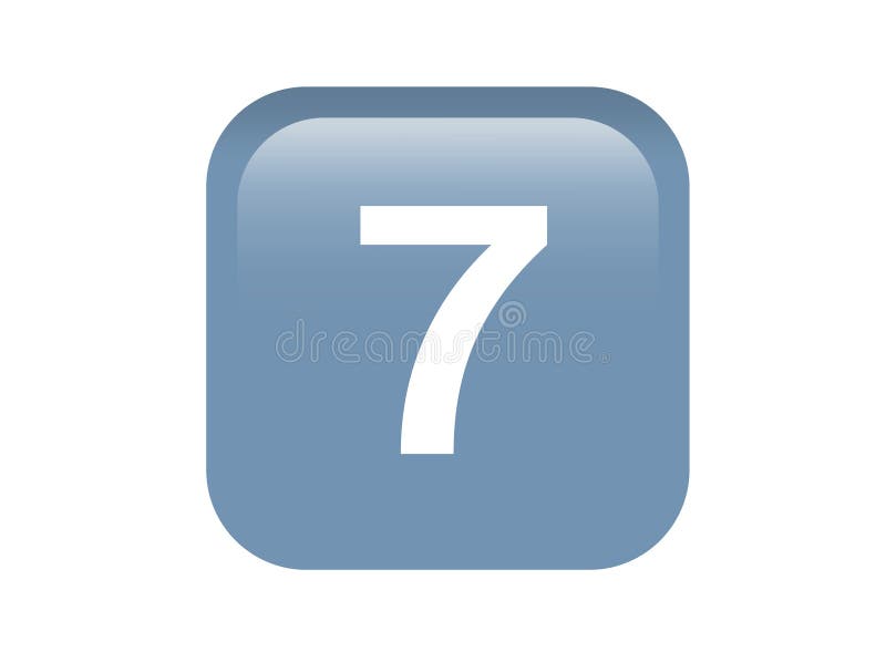 Shinny Gradient Blue Keycap White Digit Seven Icon Button Stock ...