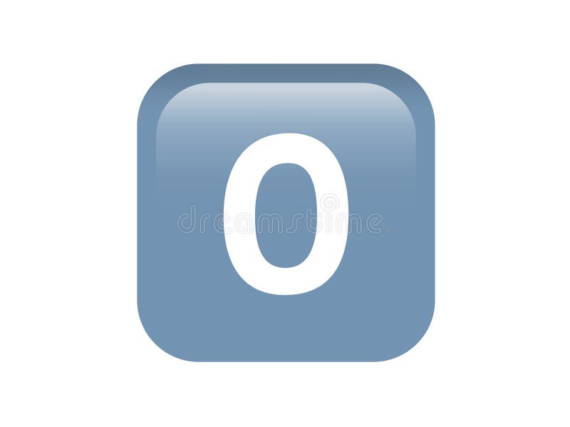 Shinny Gradient Blue Keycap White Digit Zero Icon Button Stock ...