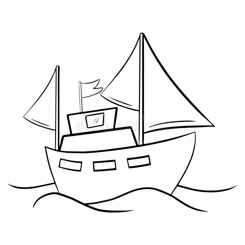 Isolated Ship Sea Draw Vector Illustration Stock Vector - Illustration ...