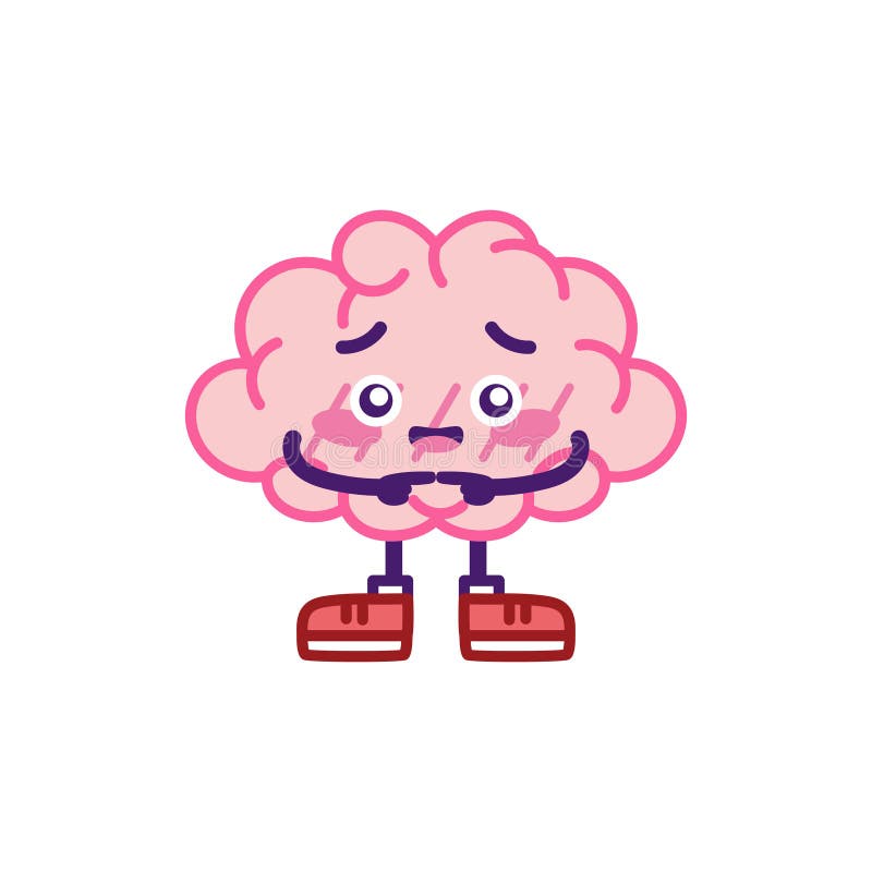 Isolated shy brain cartoon stock vector. Illustration of icon - 206071323