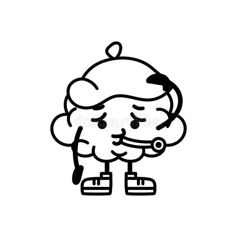 Isolated Sick Brain Cartoon Stock Vector - Illustration of fever, face ...