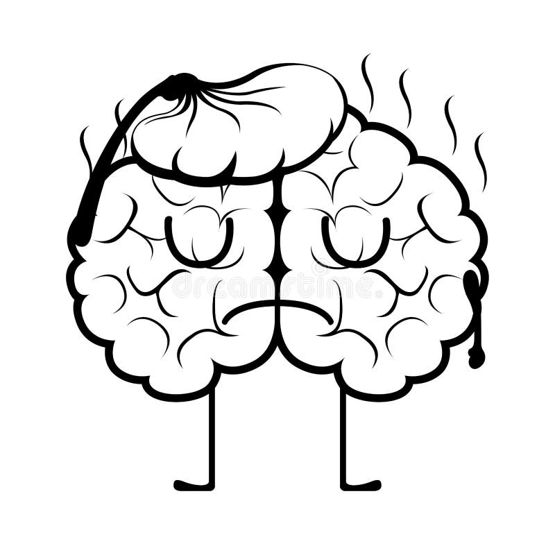 Isolated Sick Brain Cartoon Stock Vector - Illustration of intelligence ...