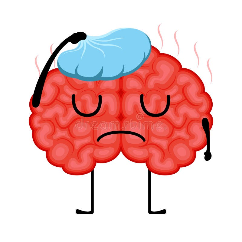 Isolated Sick Brain Cartoon Stock Vector - Illustration of intelligence ...
