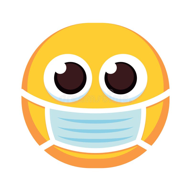 Isolated Sick Colored Emoji Icon with Mask Stock Vector - Illustration ...