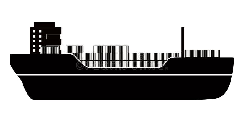 Isolated Side View of a Cargo Ship Icon Stock Vector - Illustration of ...