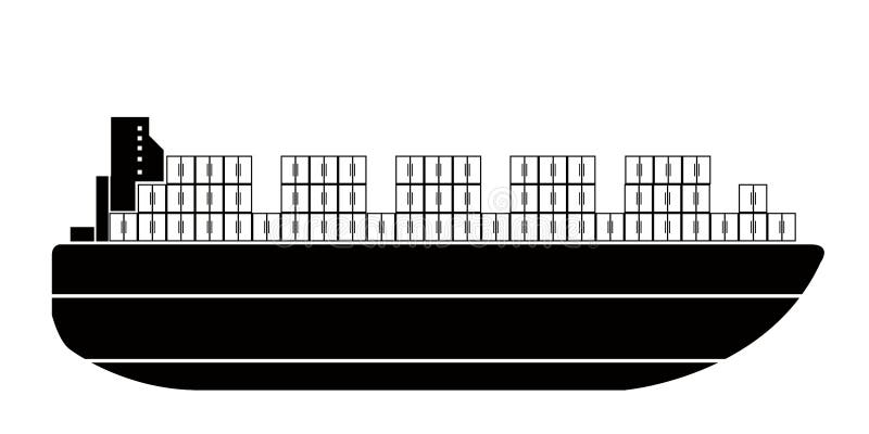 Isolated Side View of a Cargo Ship Icon Stock Vector - Illustration of ...