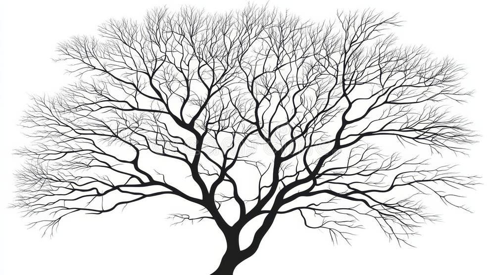 Isolated Silhouette of a Bare Tree, Branches, Drawing, Coloring Book ...