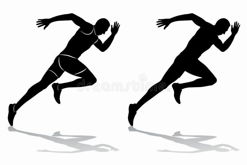 Isolated Silhouette of a Sprinter, Vector Drawing Stock Vector ...