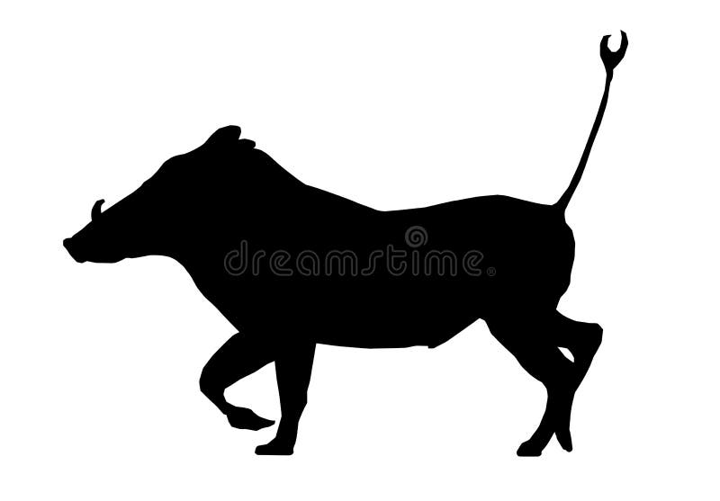 Isolated Silhouette Warthog Running Stock Vector - Illustration of ...