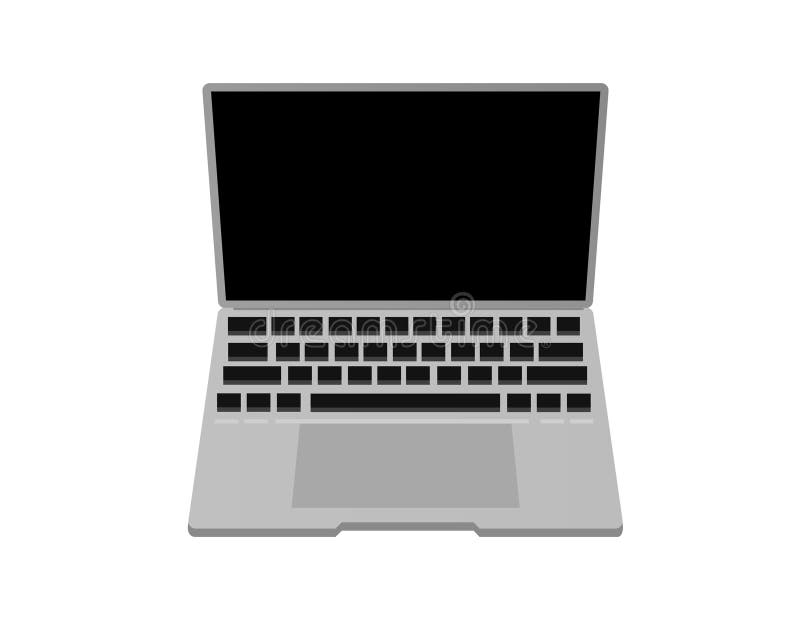 Silver Laptop Personal Computer Icon in Front View, Gray Device Stock ...