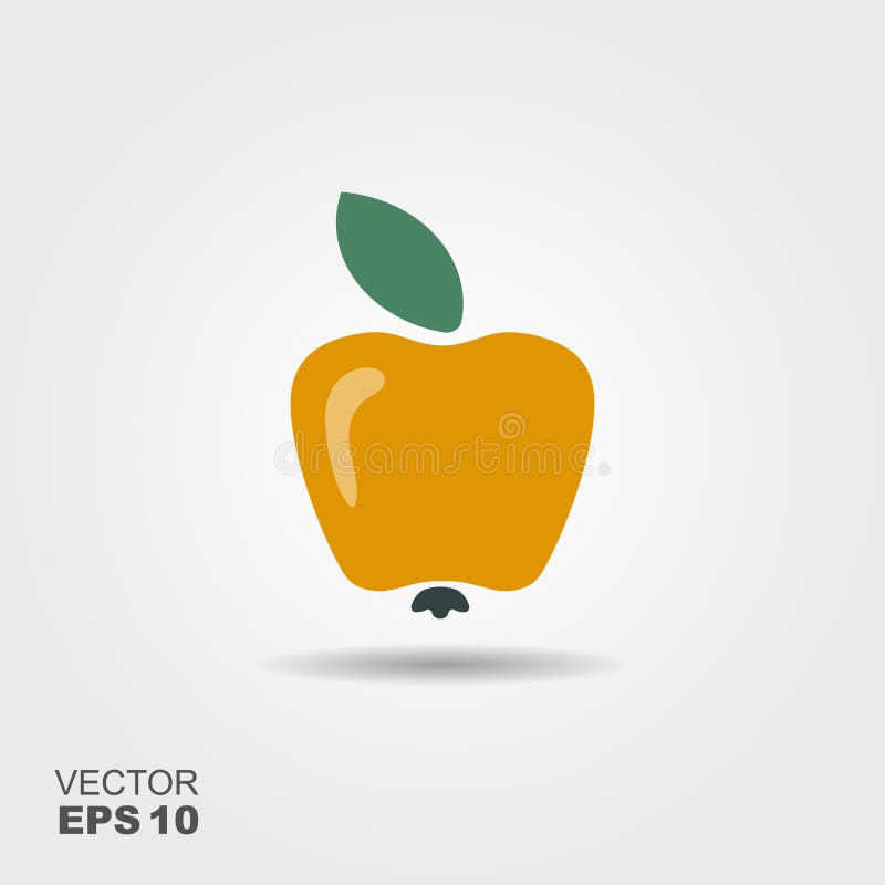 Illustration of Apple Flat Icon with Shadow Stock Vector - Illustration ...