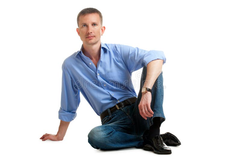 Isolated sitting man stock photo. Image of confident - 14804326