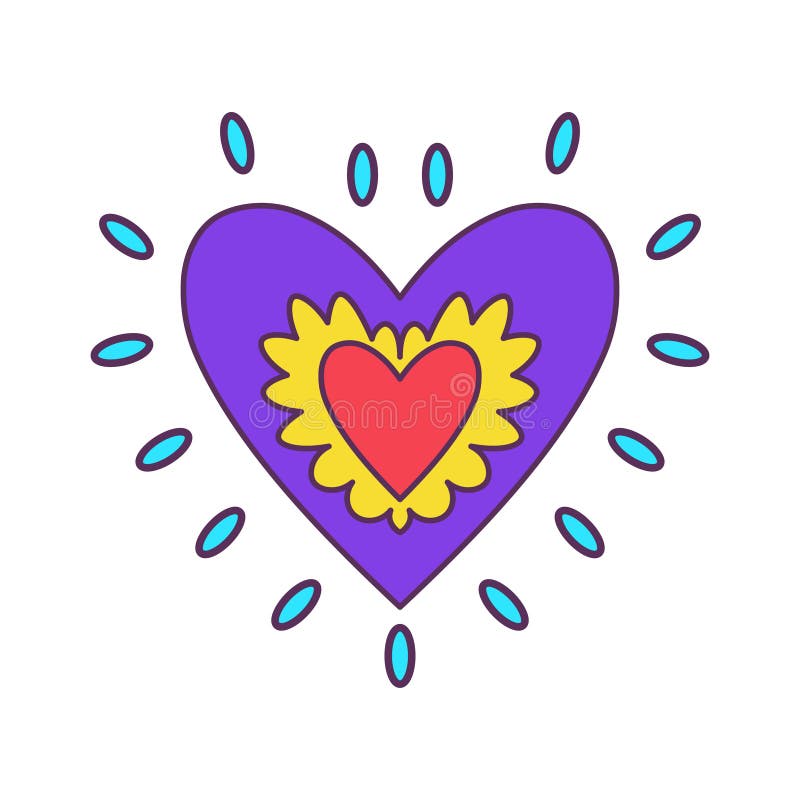 Isolated Sketch of a Colored Heart Shape Stock Vector - Illustration of ...